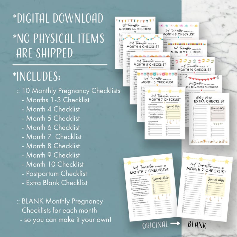 Monthly Pregnancy Checklist | Printable to Do List | Digital Download ...