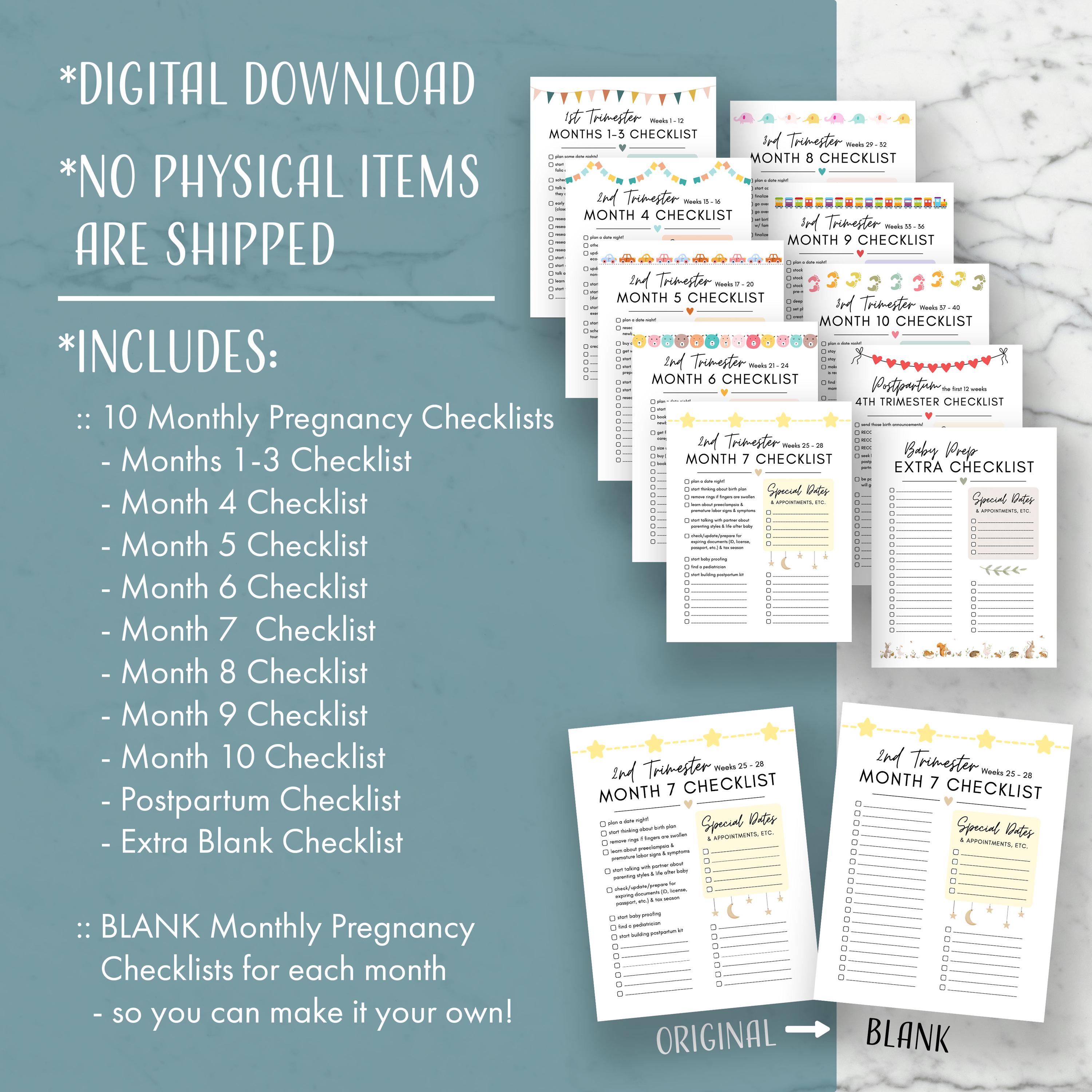 Monthly Pregnancy Checklist | Printable to Do List | Digital Download ...