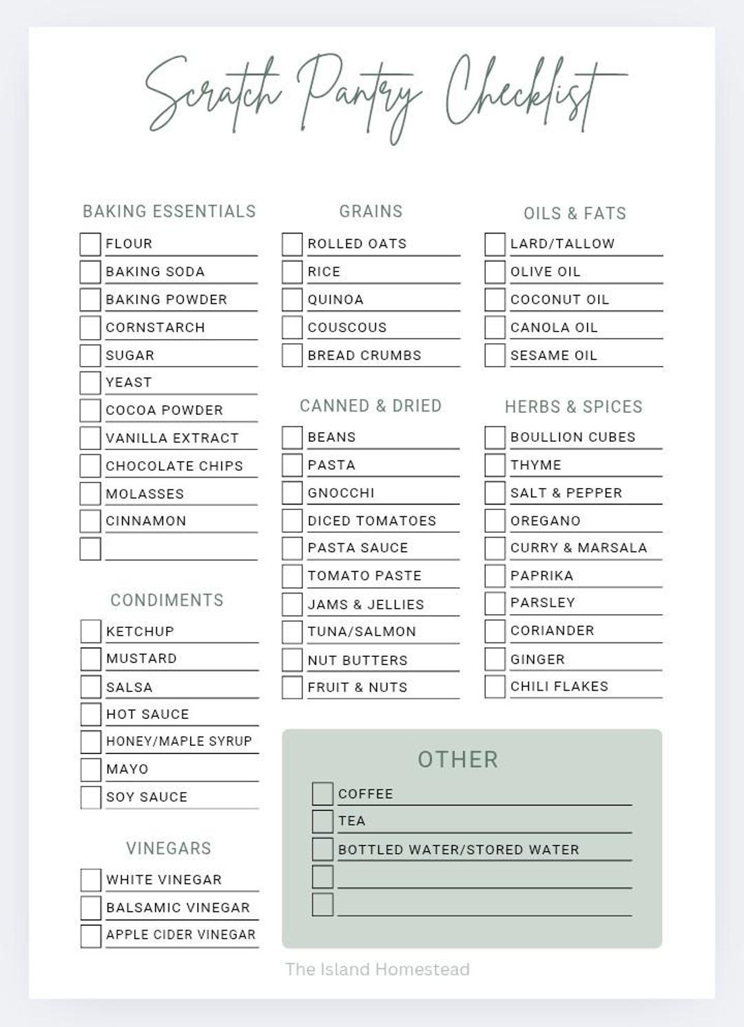 Customizable Scratch Pantry Checklist - Etsy