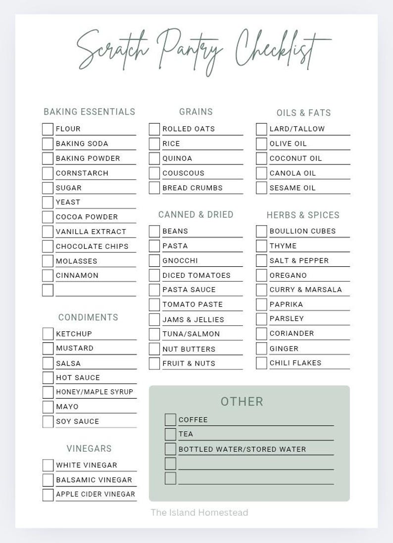 Customizable Scratch Pantry Checklist - Etsy