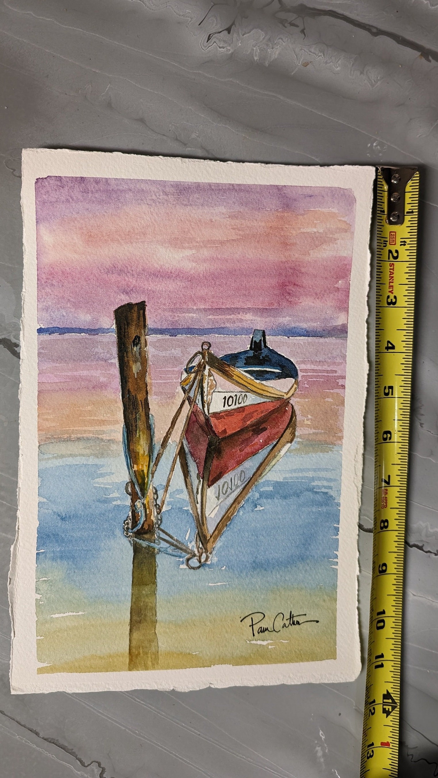 Summer Canoe Sunset Painting, Gift for Nature Lover, Cozy Landscape ...