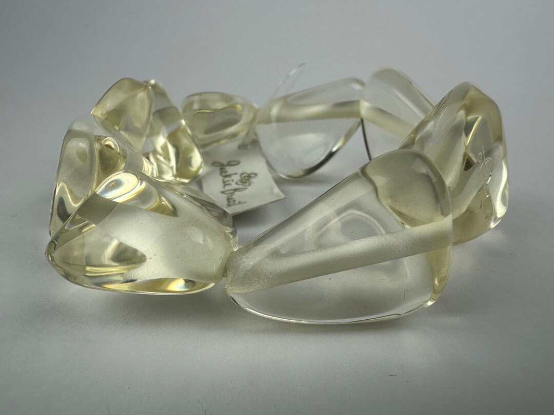 Jackie Brazil "diamonds" Transparent Crystal Flintstone Bone Bracelet ...