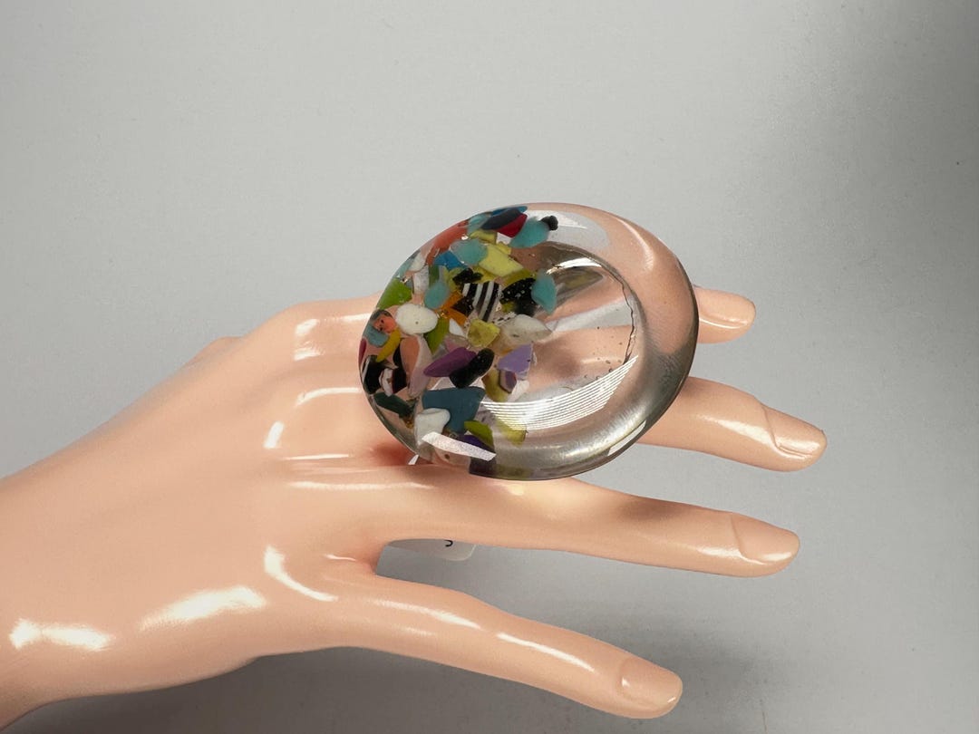 Jackie Brazil "cascade Large Riverstone 40mm Ring R3605 Size UK Z+2 ...