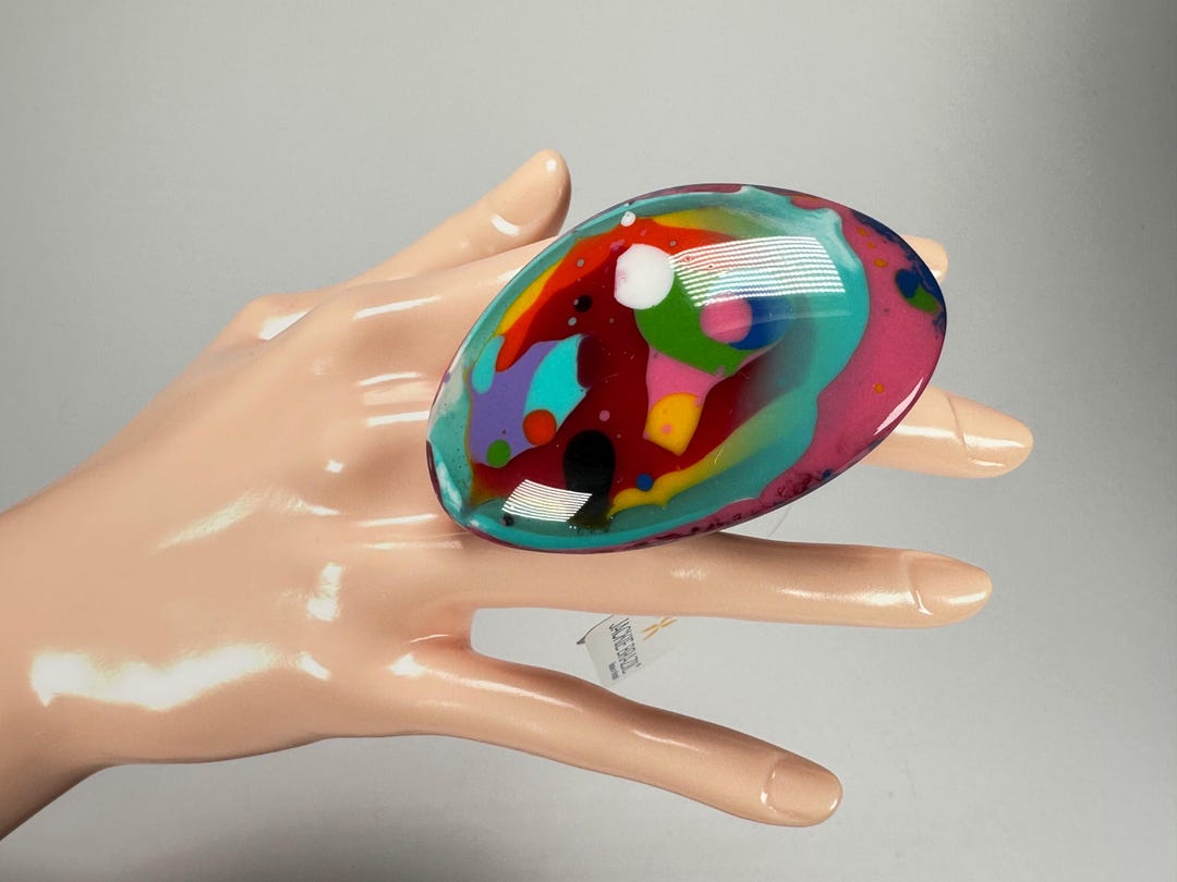 Jackie Brazil Large Riverstone Kandinsky Flat Oval Ring R3625 Size UK ...