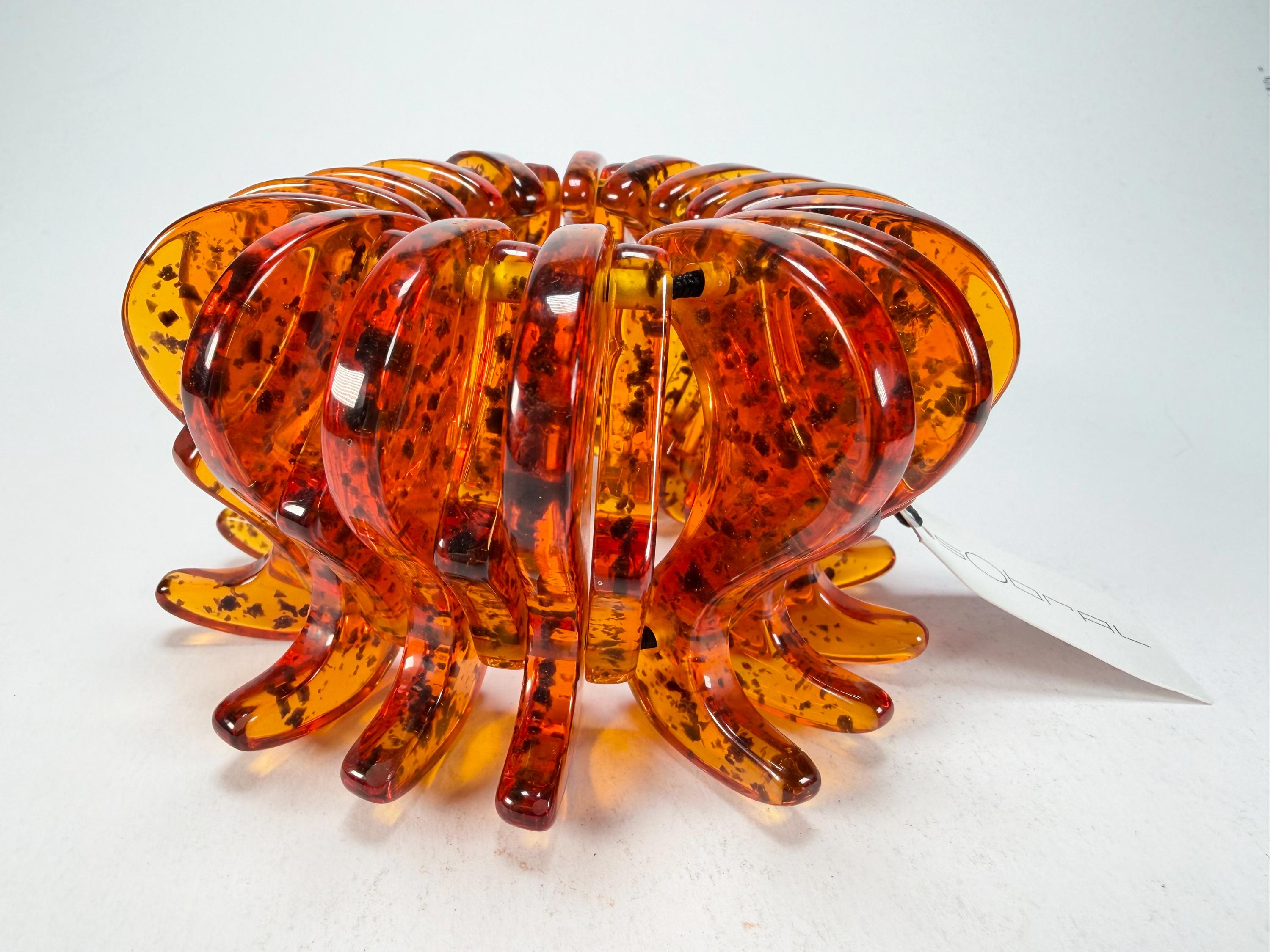 Sobral - Amber "cogumelo" Studio Creation Elasticated Resin Bracelet ...