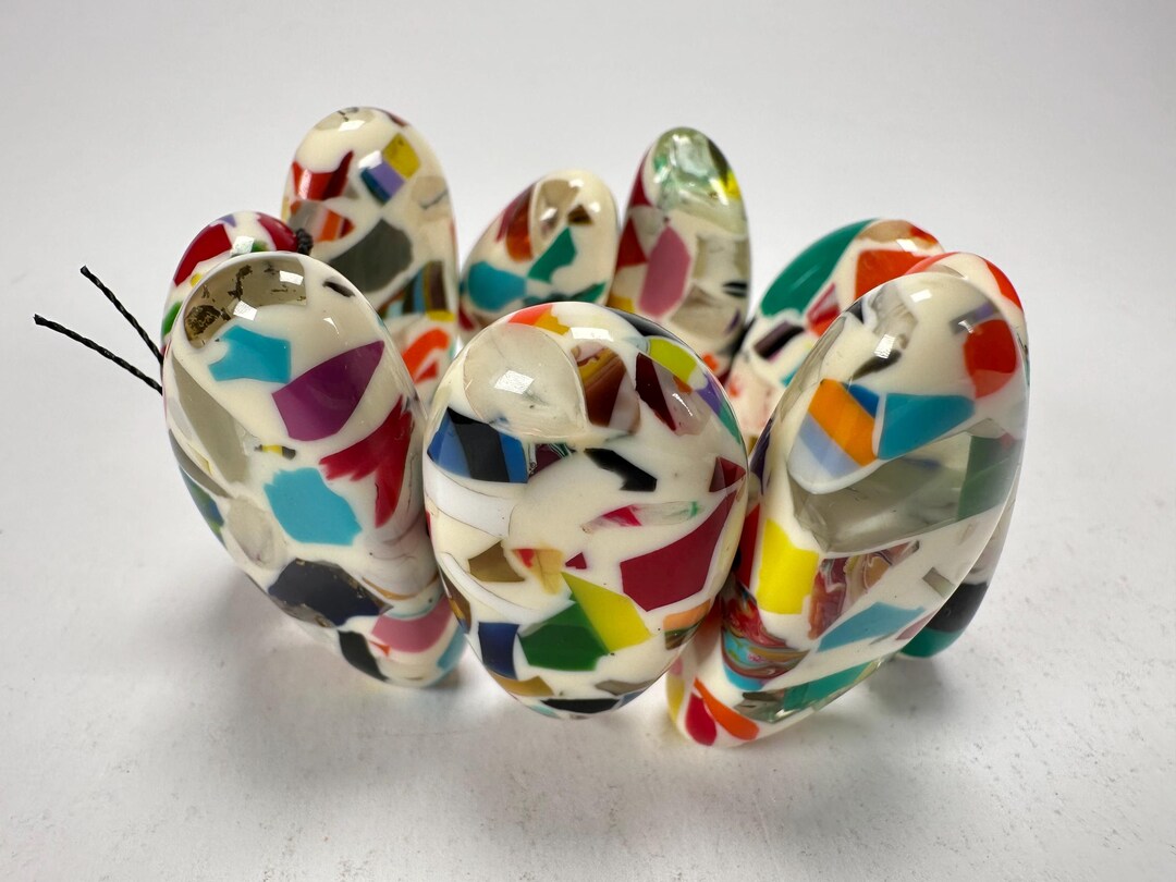 Sobral - Caillou Marfim "onda" Elasticated Resin Bracelet ( 005329 ) - Etsy
