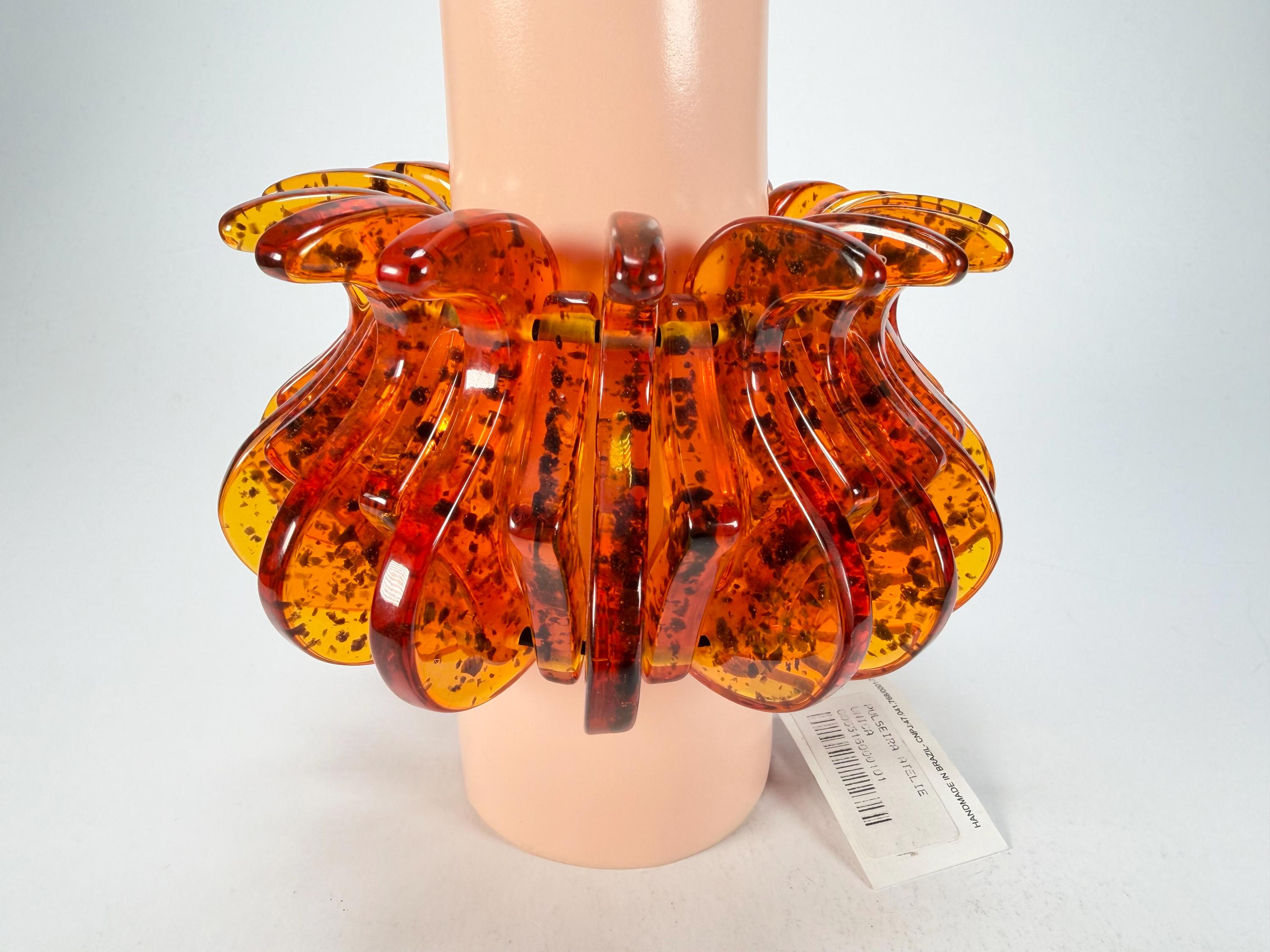 Sobral - Amber "cogumelo" Studio Creation Elasticated Resin Bracelet ...