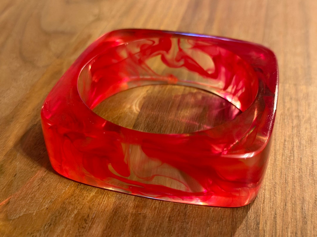 Jackie Brazil Sobral Stunning Red Swirl Chunky Shaped Bangle - Etsy