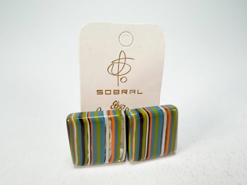 Jackie Brazil "liquorice Small Square Winter Mix Clip on Resin Earrings ...