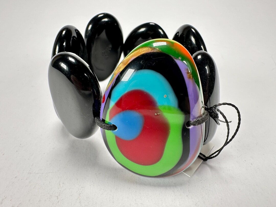 Sobral - Multi-colour "inspiração" K Black Elasticated Resin Bracelet ...