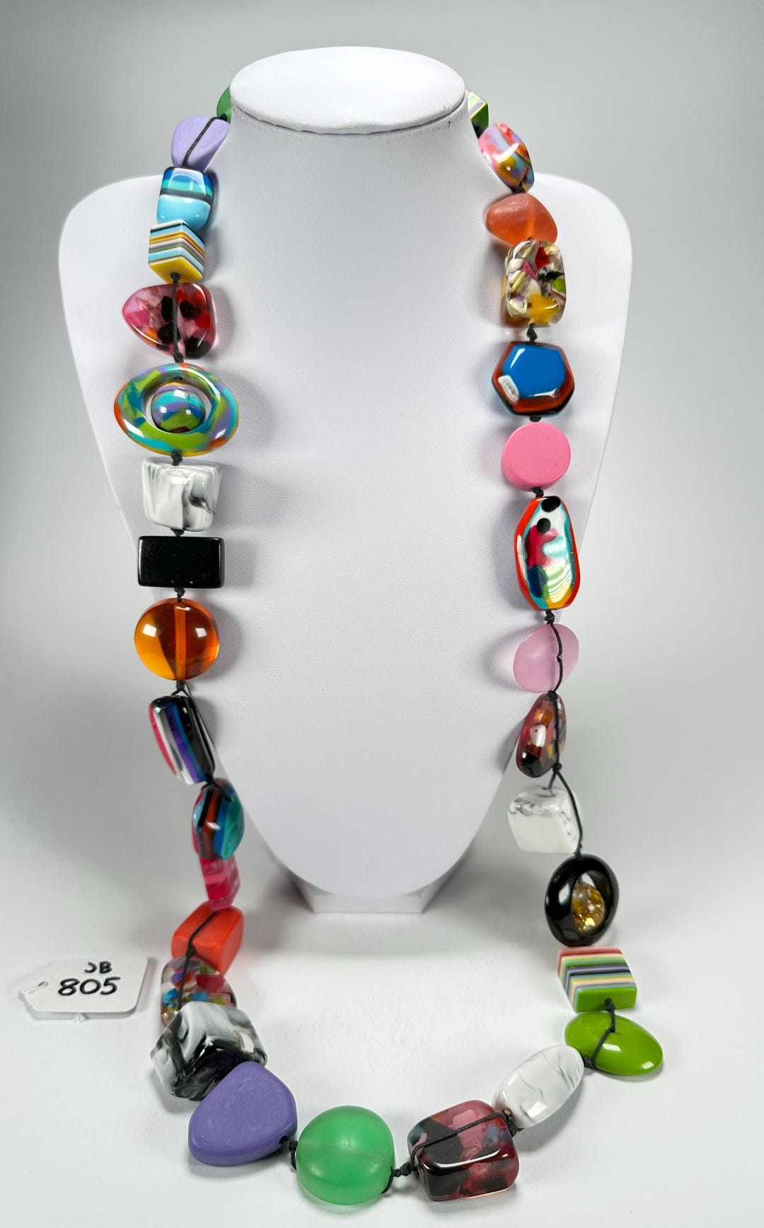 Jackie Brazil "indiana" Mix Colours Multi-bead Long Resin 110cm ...