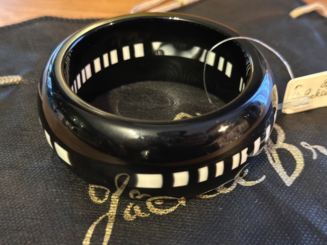 Jackie Brazil barcode Black and White Stunning 3.4cm Resin Bangle B2162 - Etsy