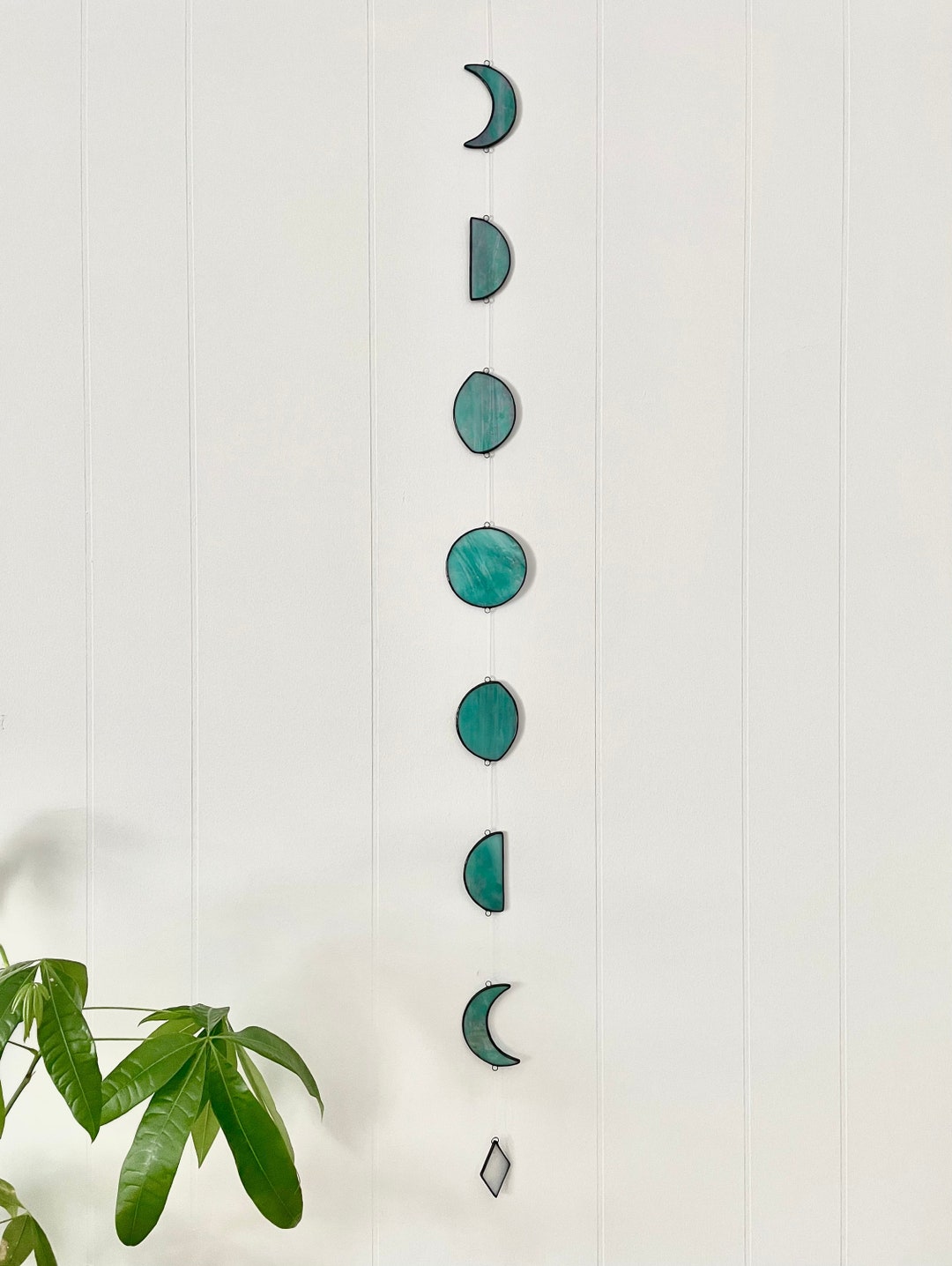Stained Glass Moon Phases Window Hanging Decoration Glass Suncatcher ...
