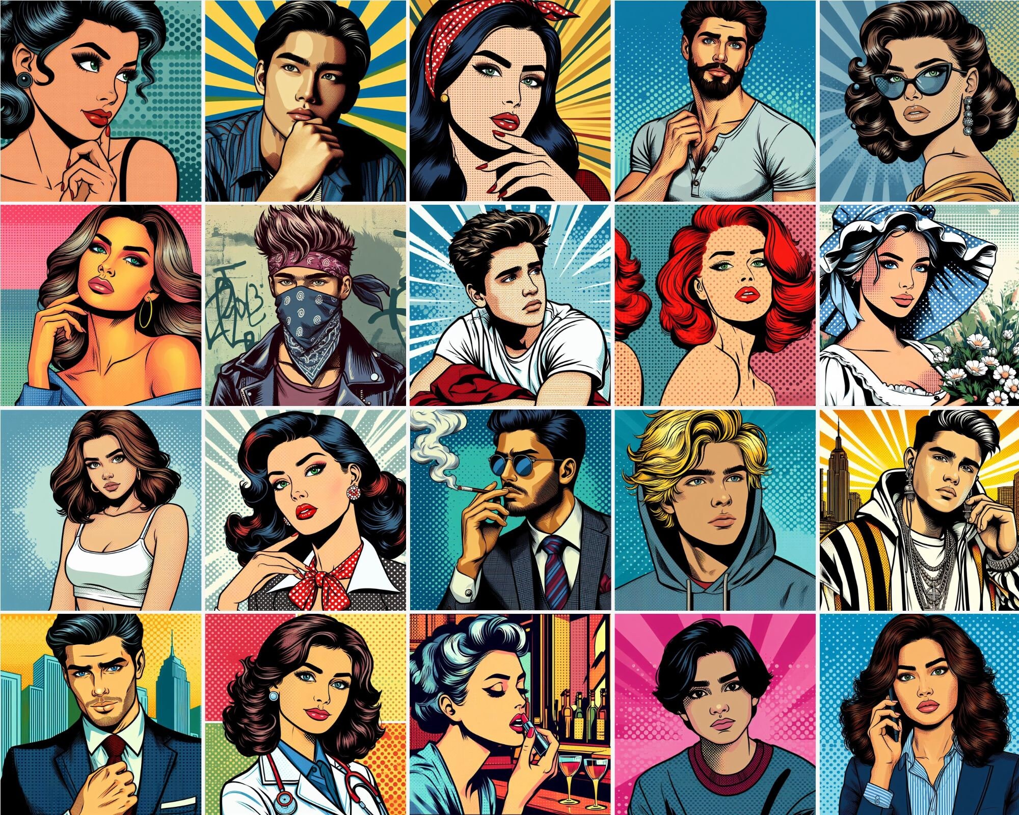 200 Pcs Pop Art Wall Collage Kit, Boys and Girls, Men and Women, Pop ...