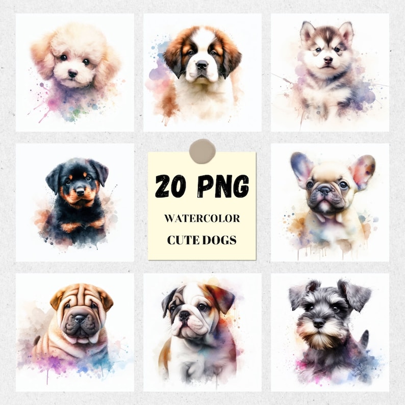20 Baby Puppies on Clipart, Digital Download, Scrapbooking, Cute ...