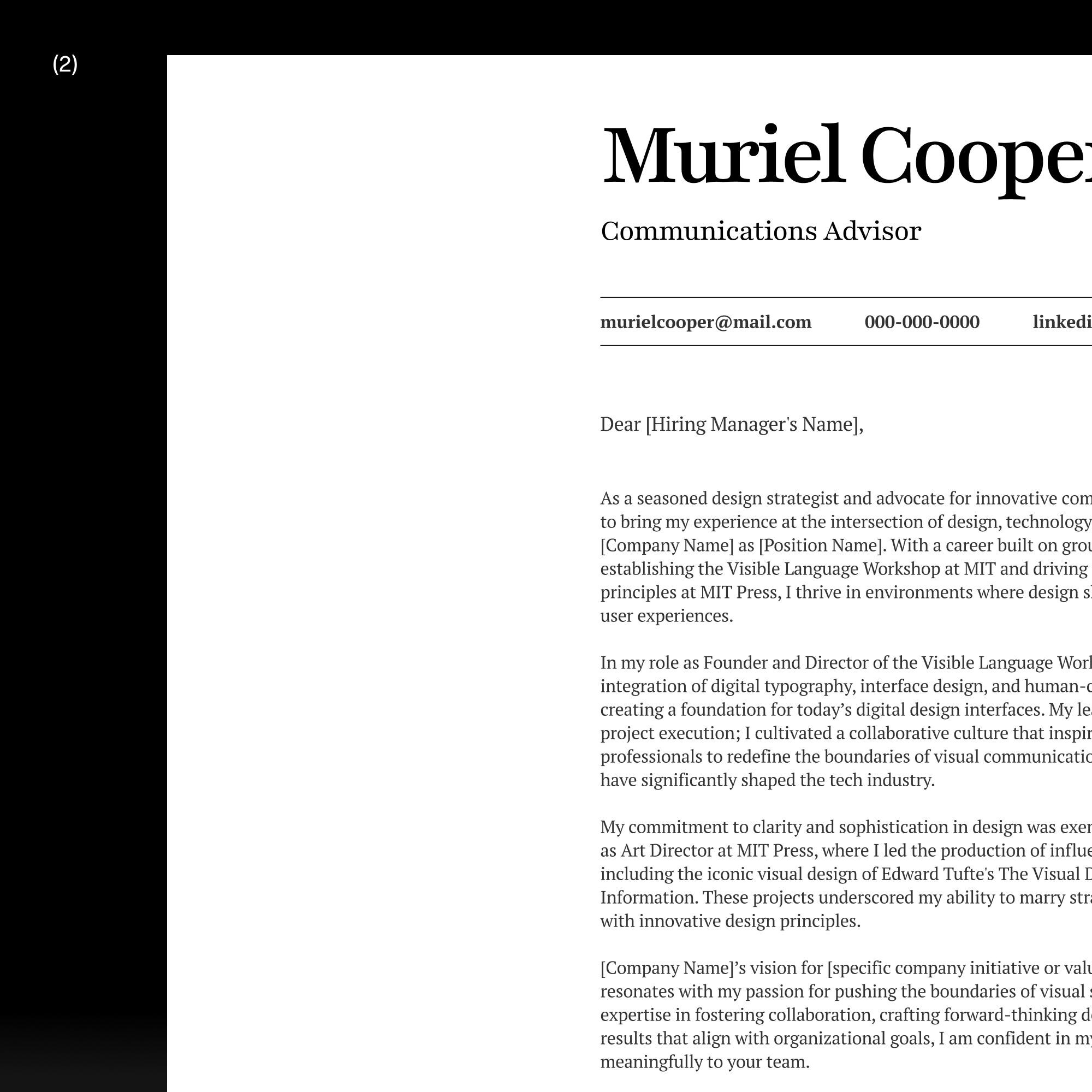 Minimalist Cover Letter Template | Classic Serif (editable in Canva) - Etsy