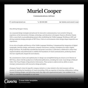 Minimalist Cover Letter Template | Classic Serif (editable in Canva) - Etsy