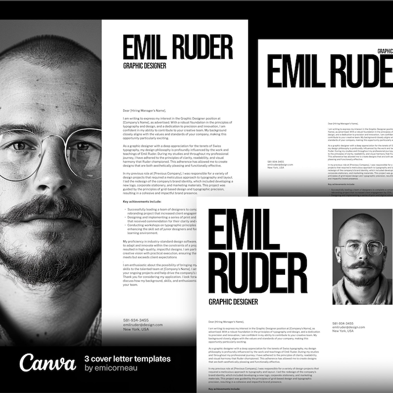 Cover Letter Template for Graphic Designers | Minimalist Swiss Design ...