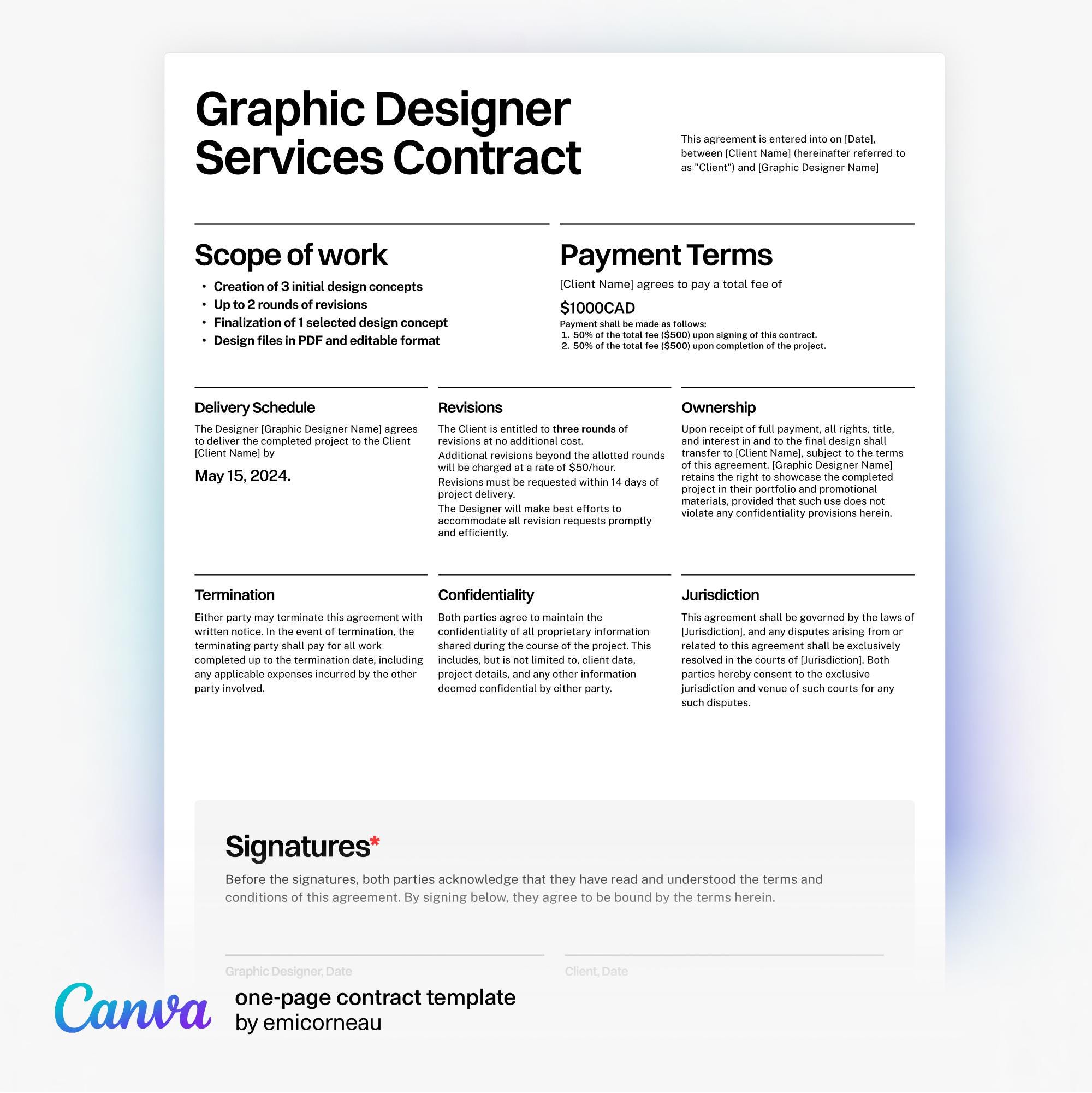 Graphic Designer Contract Template | Small Business Legal Document ...