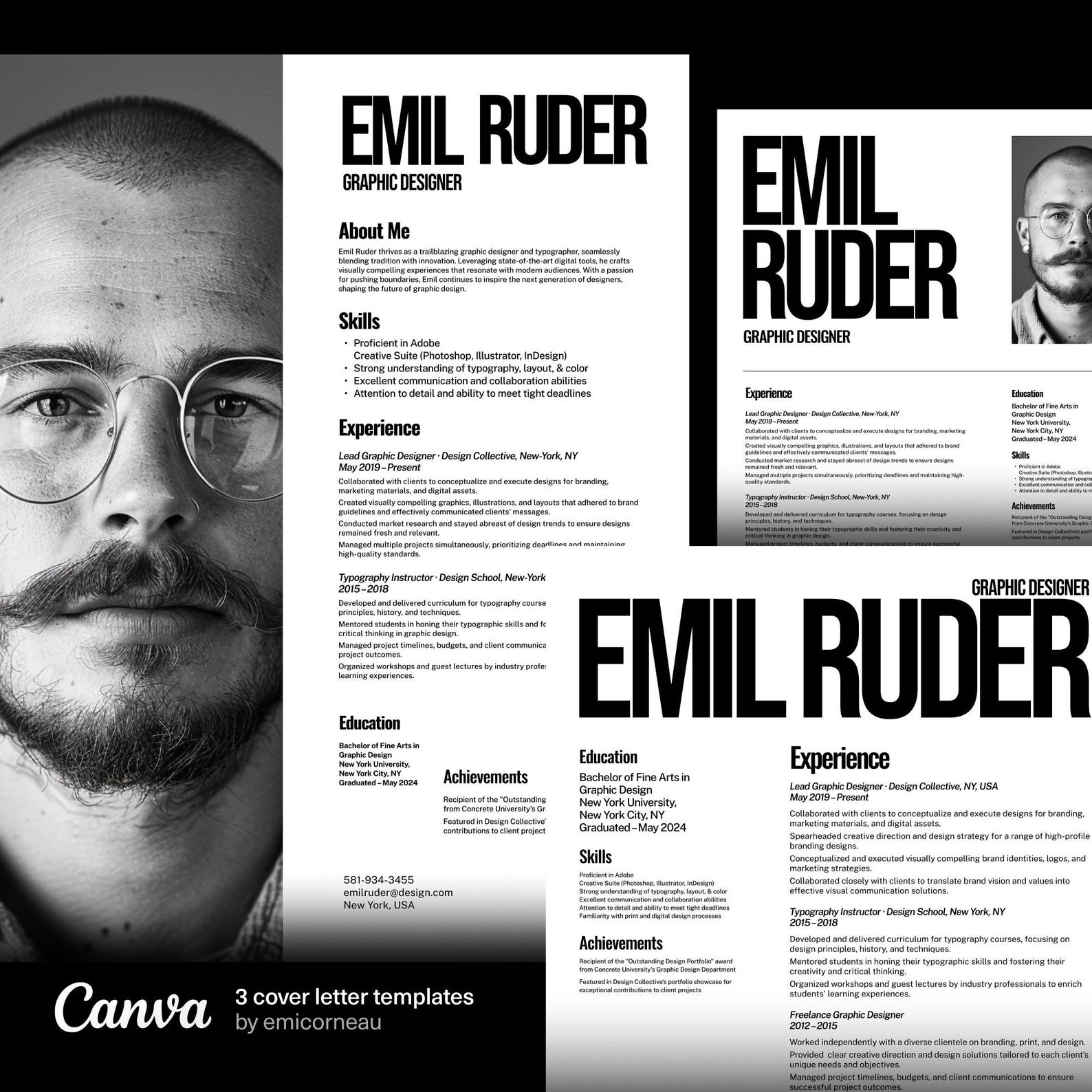 Resume Template for Graphic Designers and Creatives | Minimalist Swiss ...