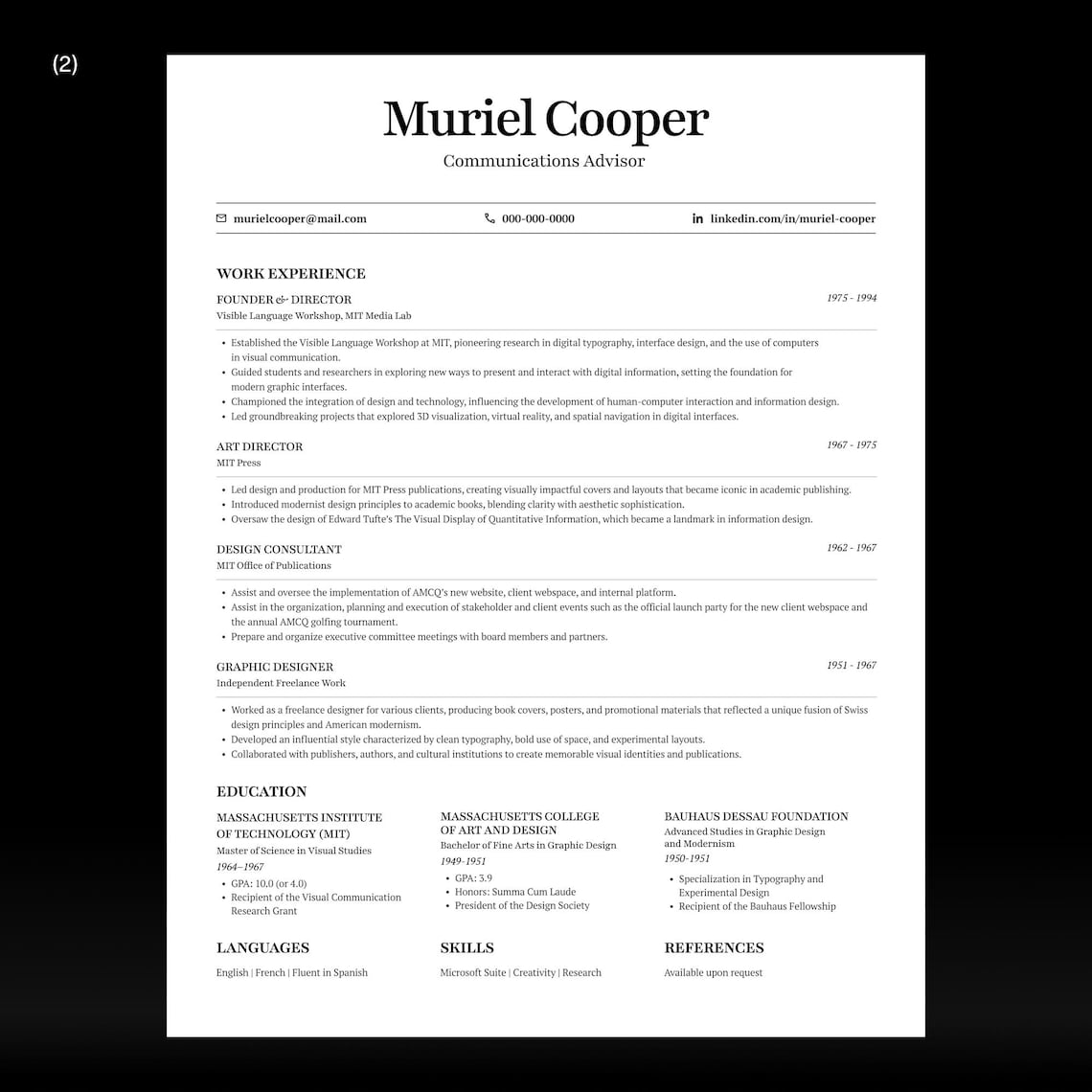 Minimalist Resume Template | Classic Serif Design (editable in Canva ...