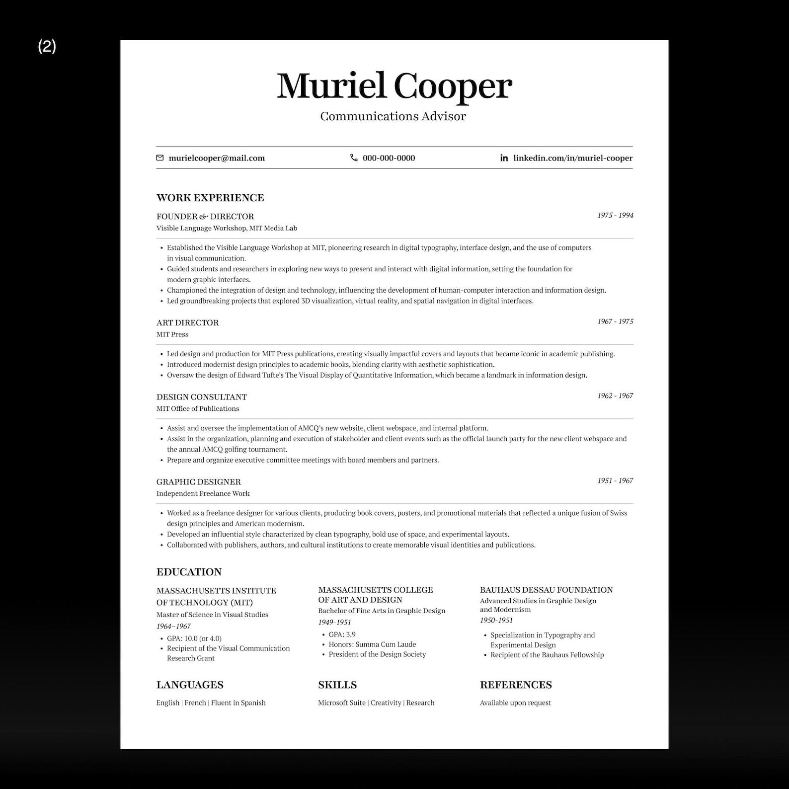 Minimalist Resume Template | Classic Serif Design (editable in Canva ...