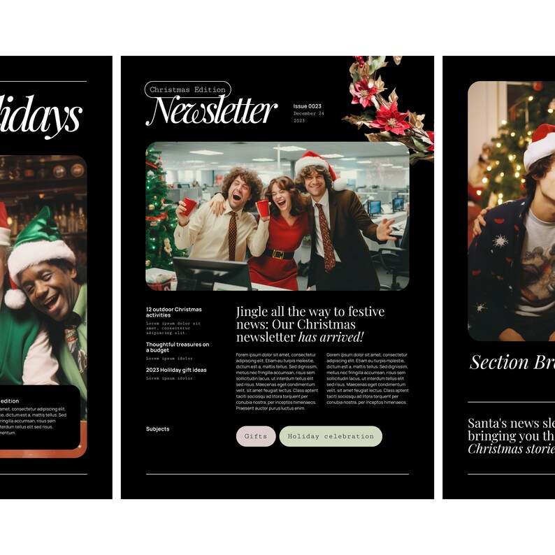 Christmas Newsletter Template | Retro Holiday Design (editable in Canva ...