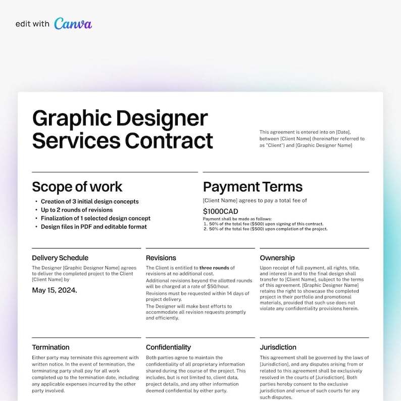 Graphic Designer Contract Template | Small Business Legal Document ...