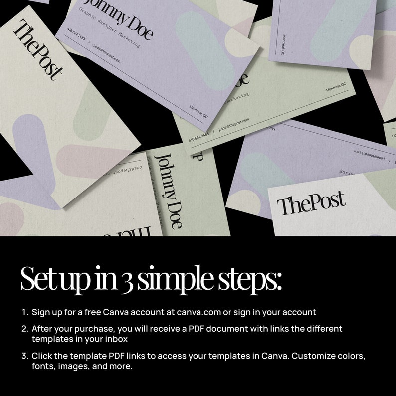 Business Cards Canva Template: Instant Download, DIY Minimal Colourful ...