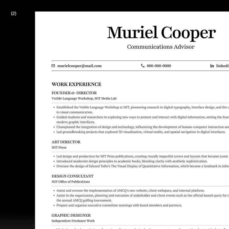 Minimalist Resume Template | Classic Serif Design (editable in Canva ...