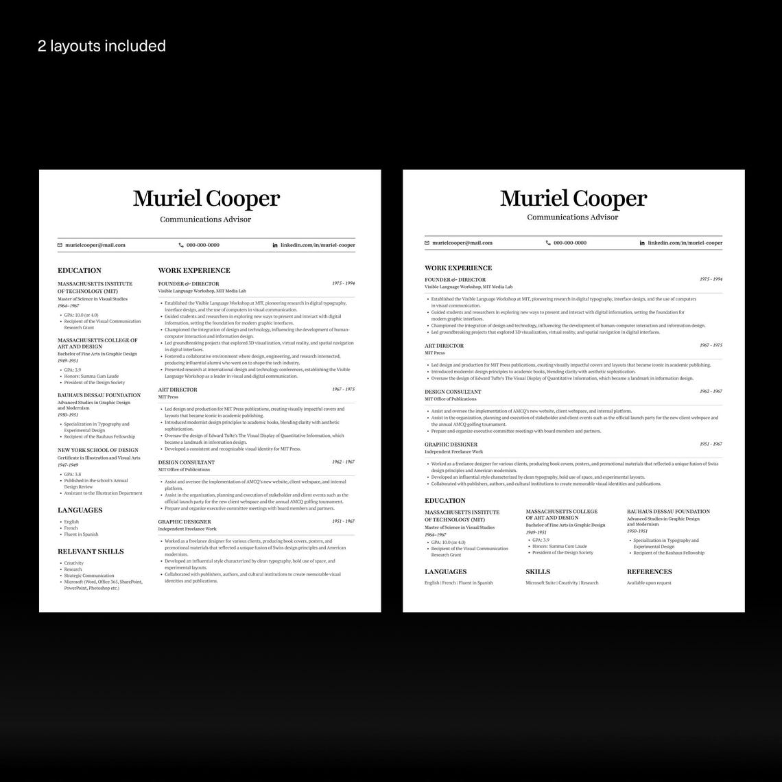 Resume Template Professional Minimalist | Editable in Canva | Classic ...