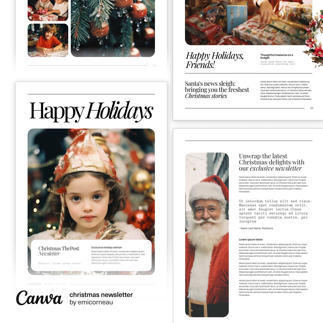 Christmas Newsletter Template | Retro Holiday Design (editable in Canva ...