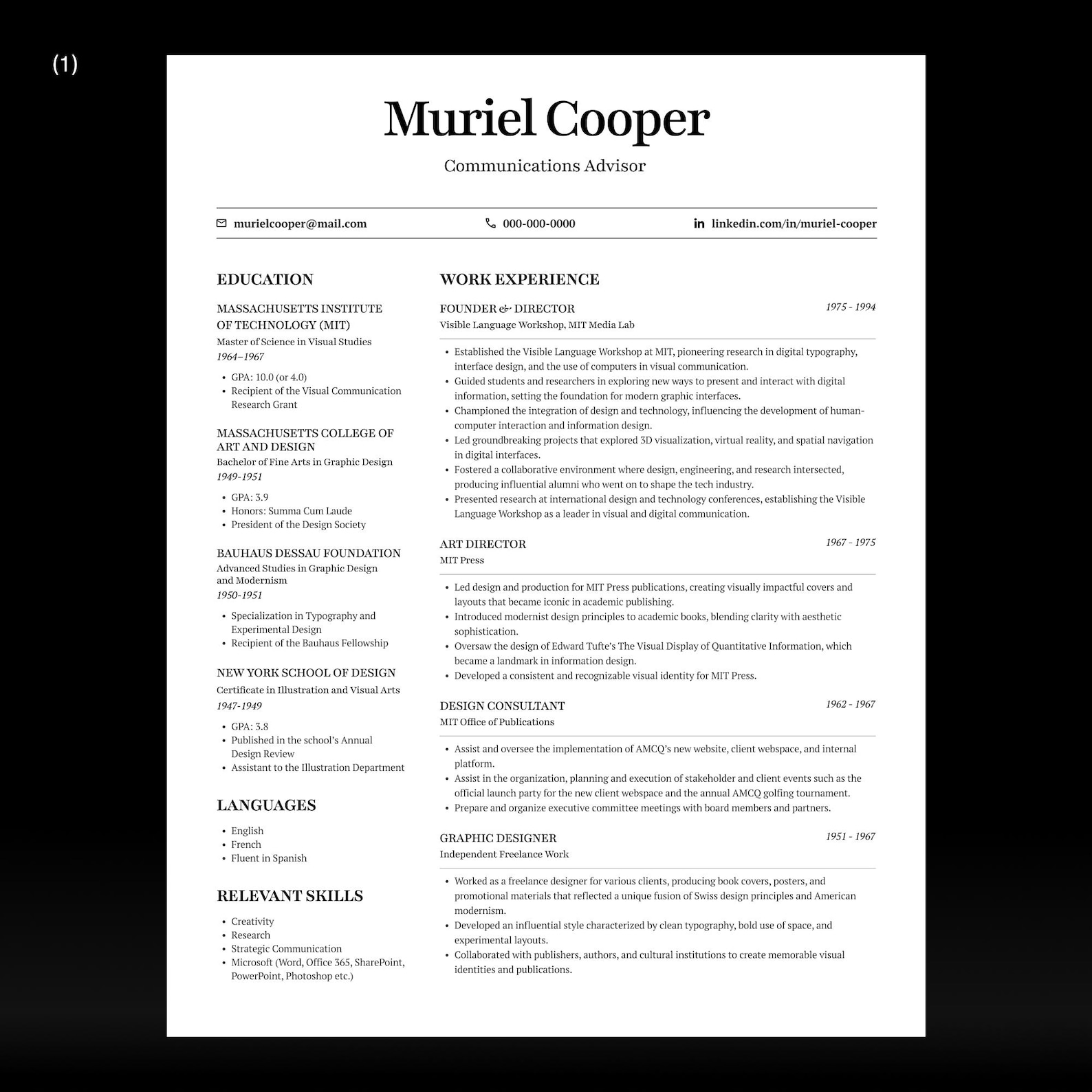 Minimalist Resume Template | Classic Serif Design (editable in Canva ...