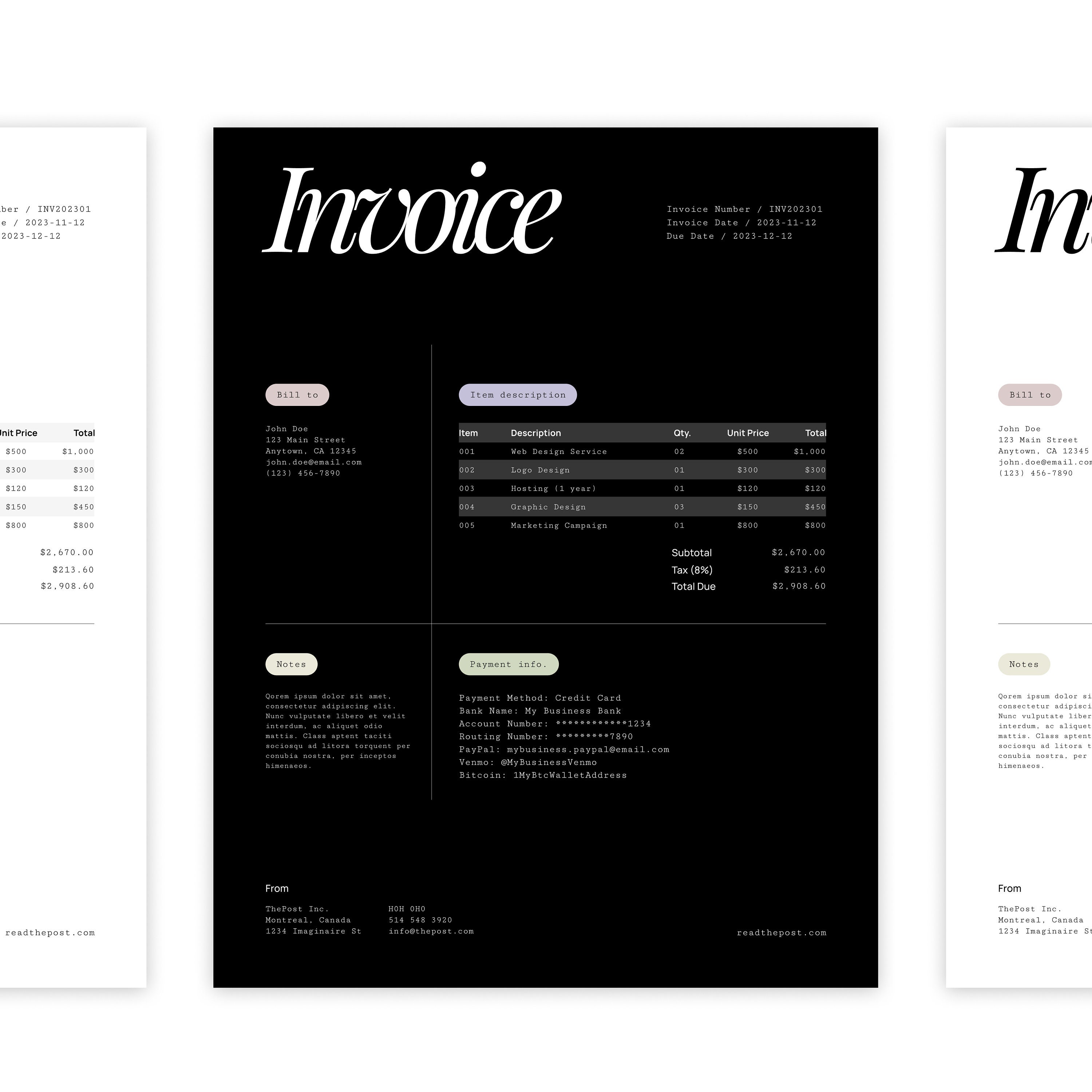 Invoice Template for Small Business & Freelancers | Aesthetic Print ...