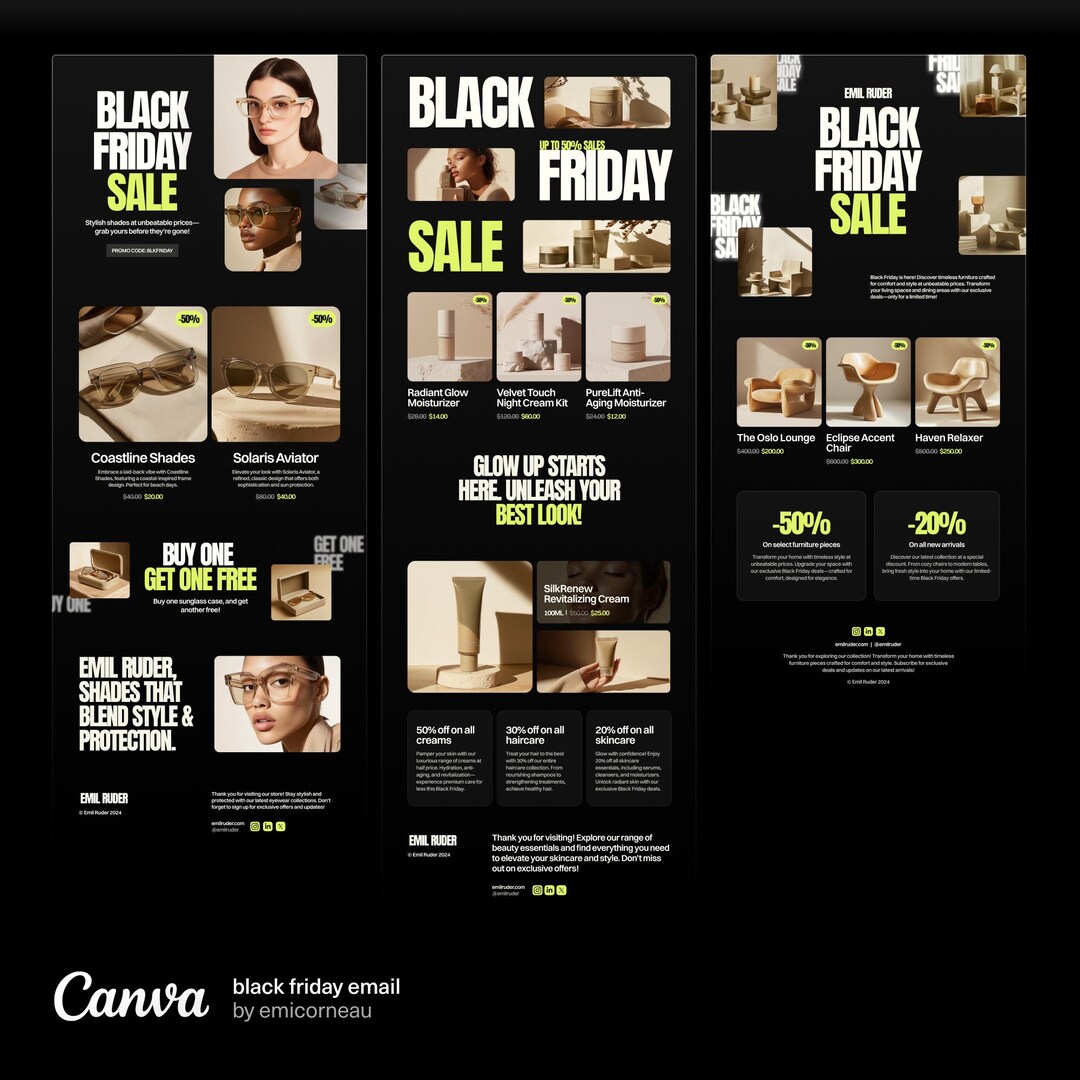 Black Friday Email Templates | Marketing Newsletter Designs (editable ...