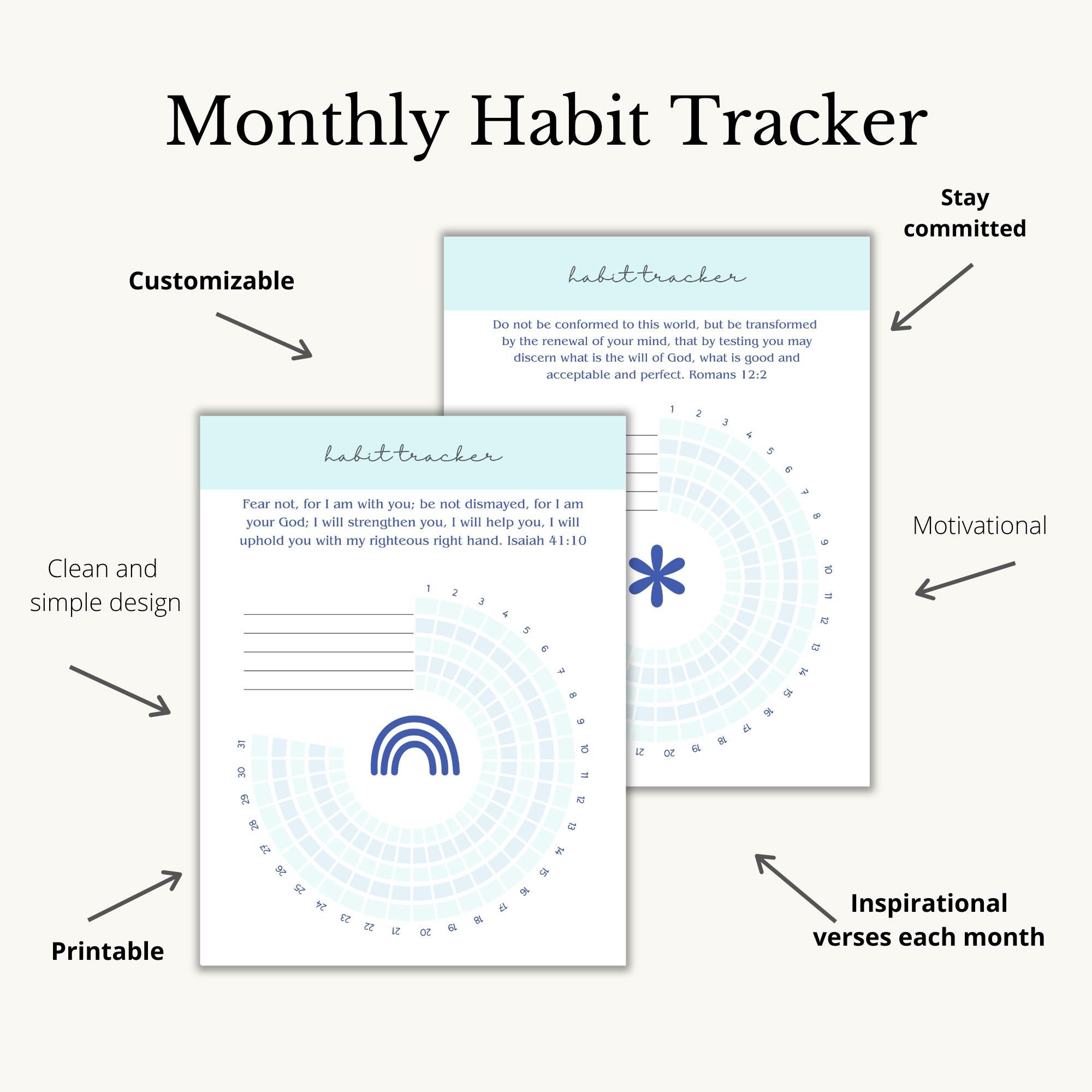 Printable Bible Monthly Habit Tracker With Bible Verses - Minimalist - Etsy
