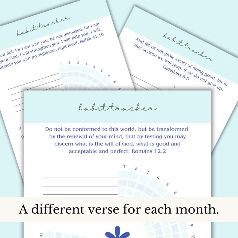 Printable Bible Monthly Habit Tracker With Bible Verses - Minimalist - Etsy