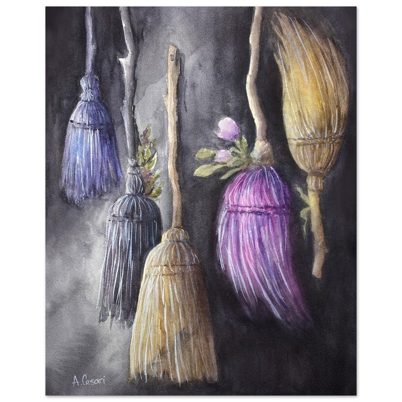 Art Print - A Collection of Brooms - Etsy