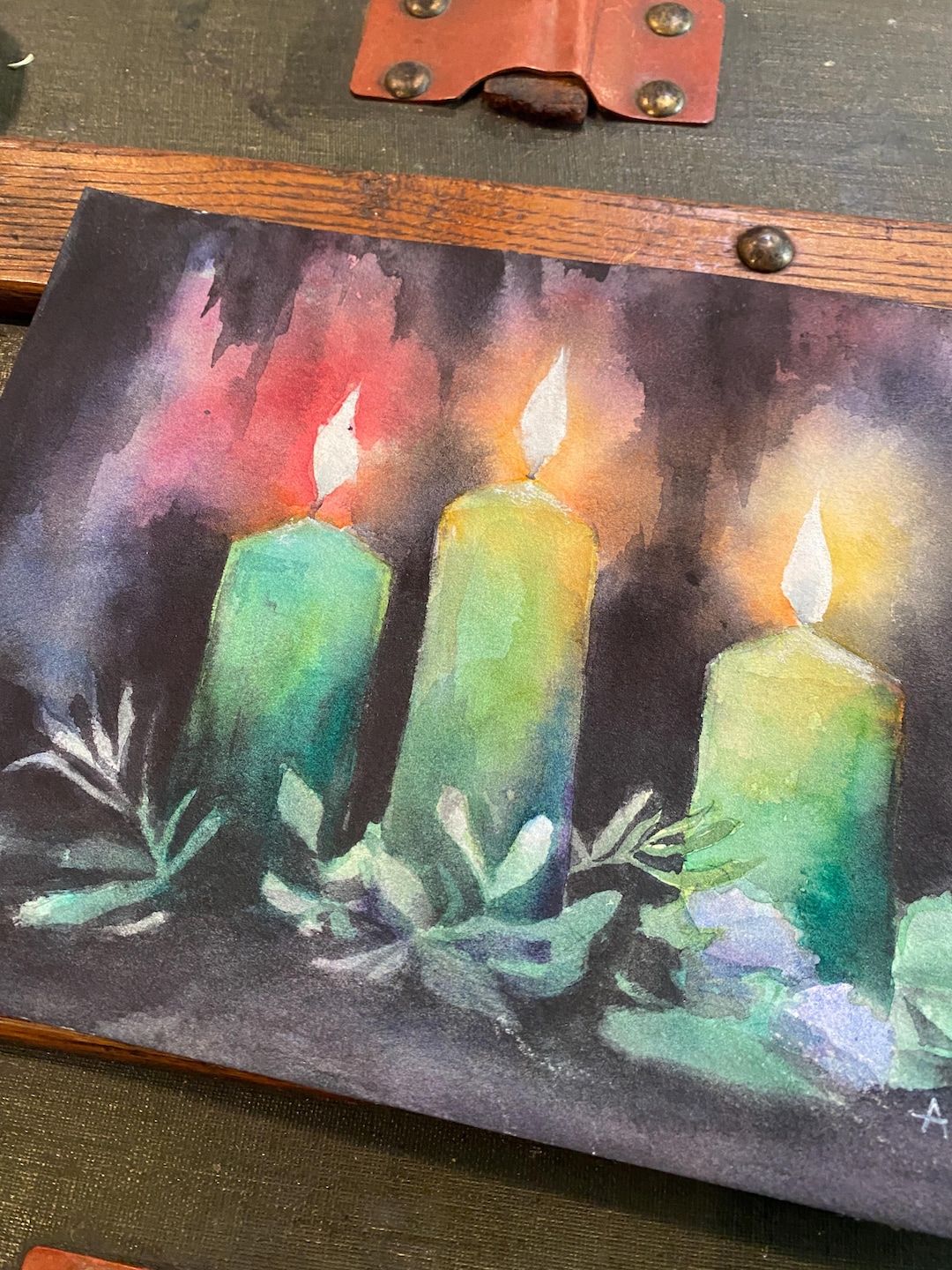 Original Watercolor Painting — A Colorful Candle Spell by Amy Cesari - Etsy