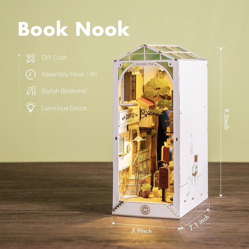 DIY Book Nook Kit Bookend Stand Bookshelf Insert Bookcase Miniature ...