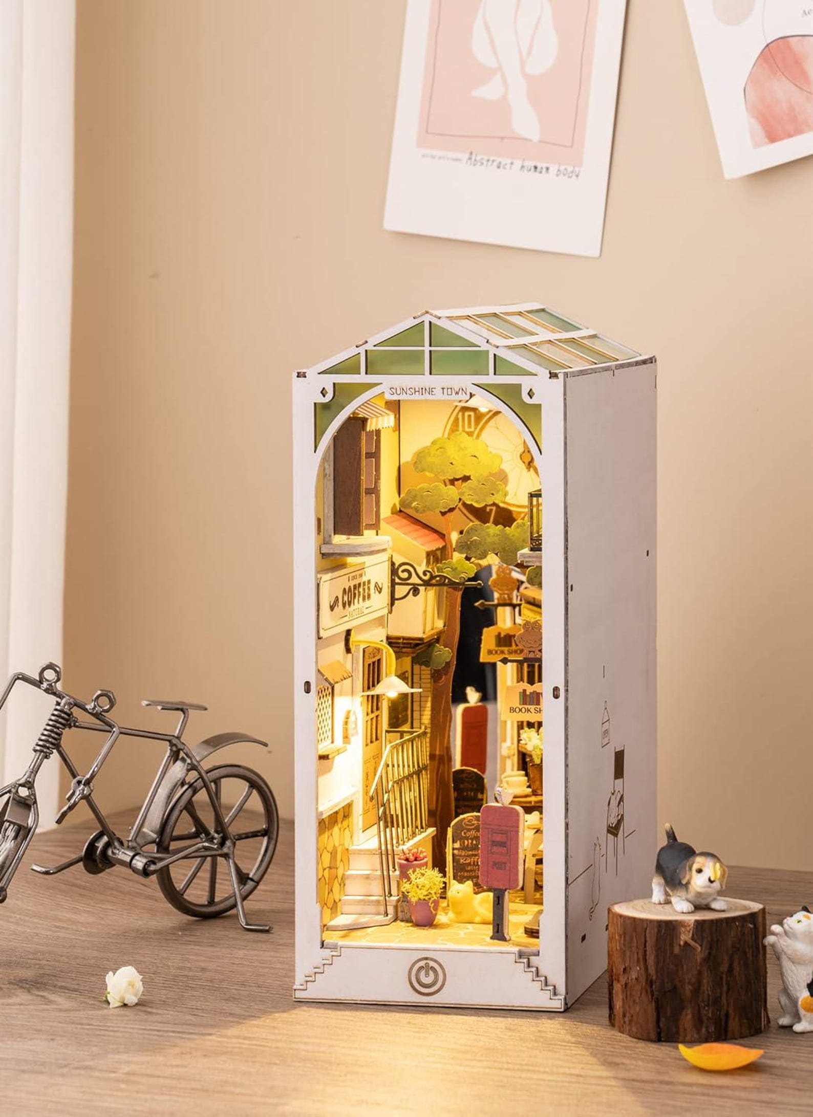 DIY Book Nook Kit Bookend Stand Bookshelf Insert Bookcase Miniature ...