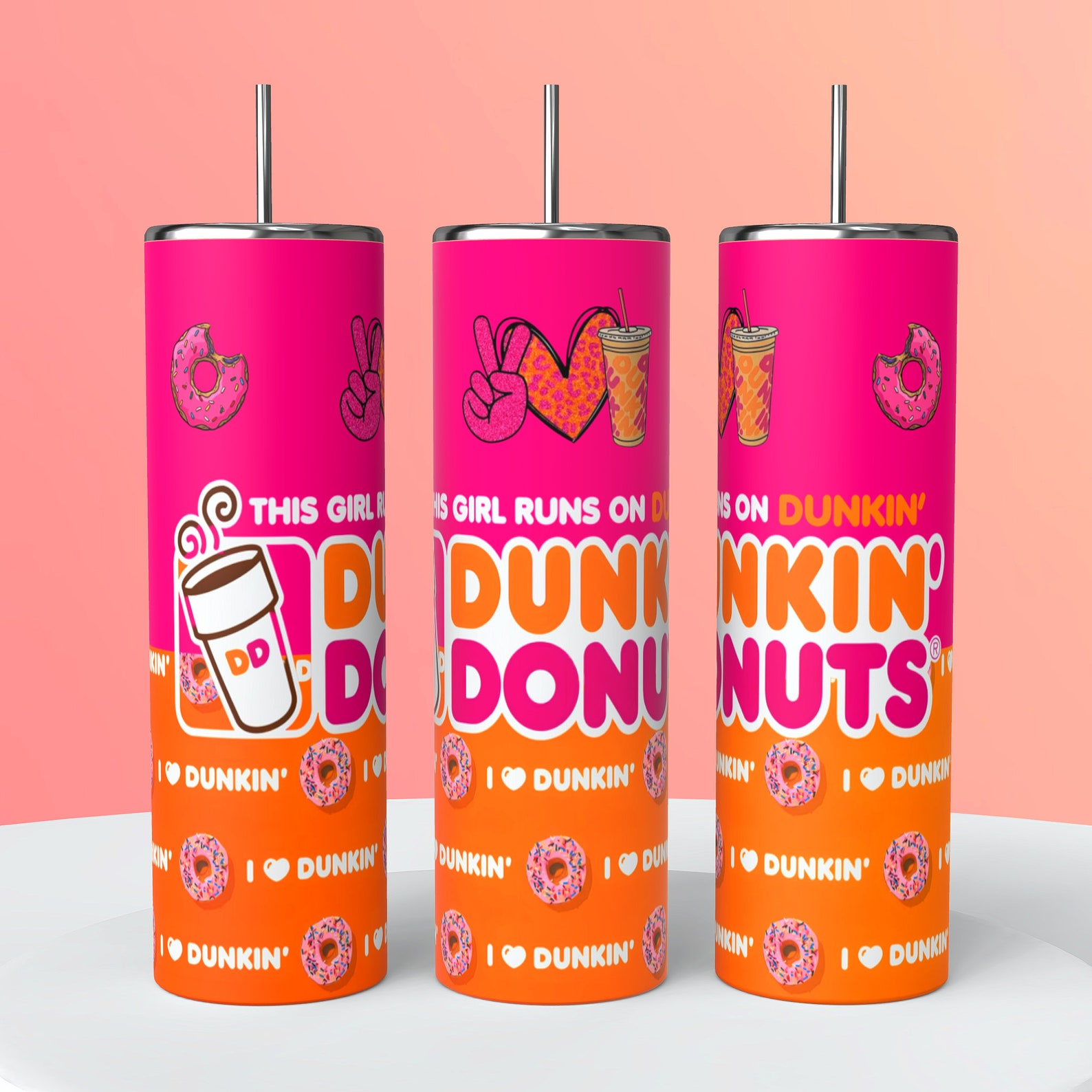 Dunkin’ Donuts 20oz Skinny Tumbler Wrap Sublimation Design, Tumbler PNG ...