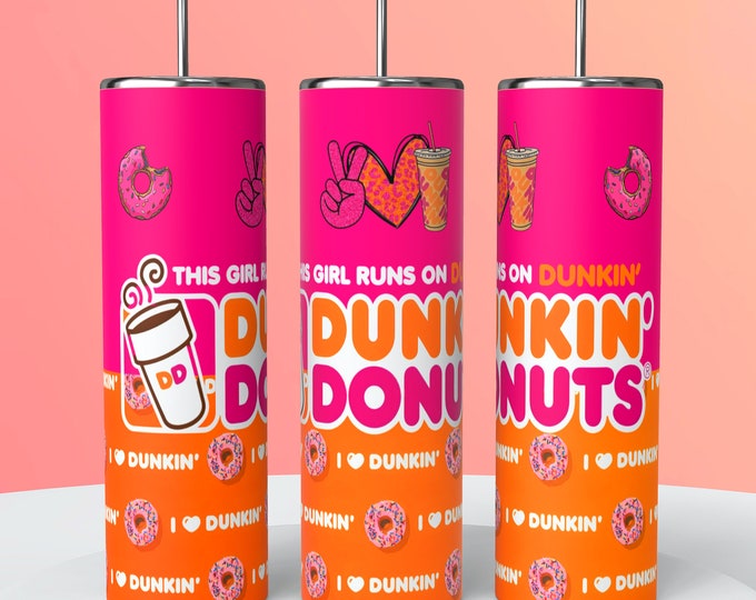 Dunkin Donuts 20oz Skinny Tumbler Wrap Sublimation Design Tumbler Png Instant Digital Download