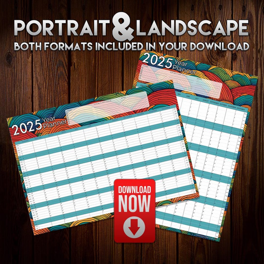 2025 Wall Planner Calendar Rainbow Arches Digital Download A3 - Etsy