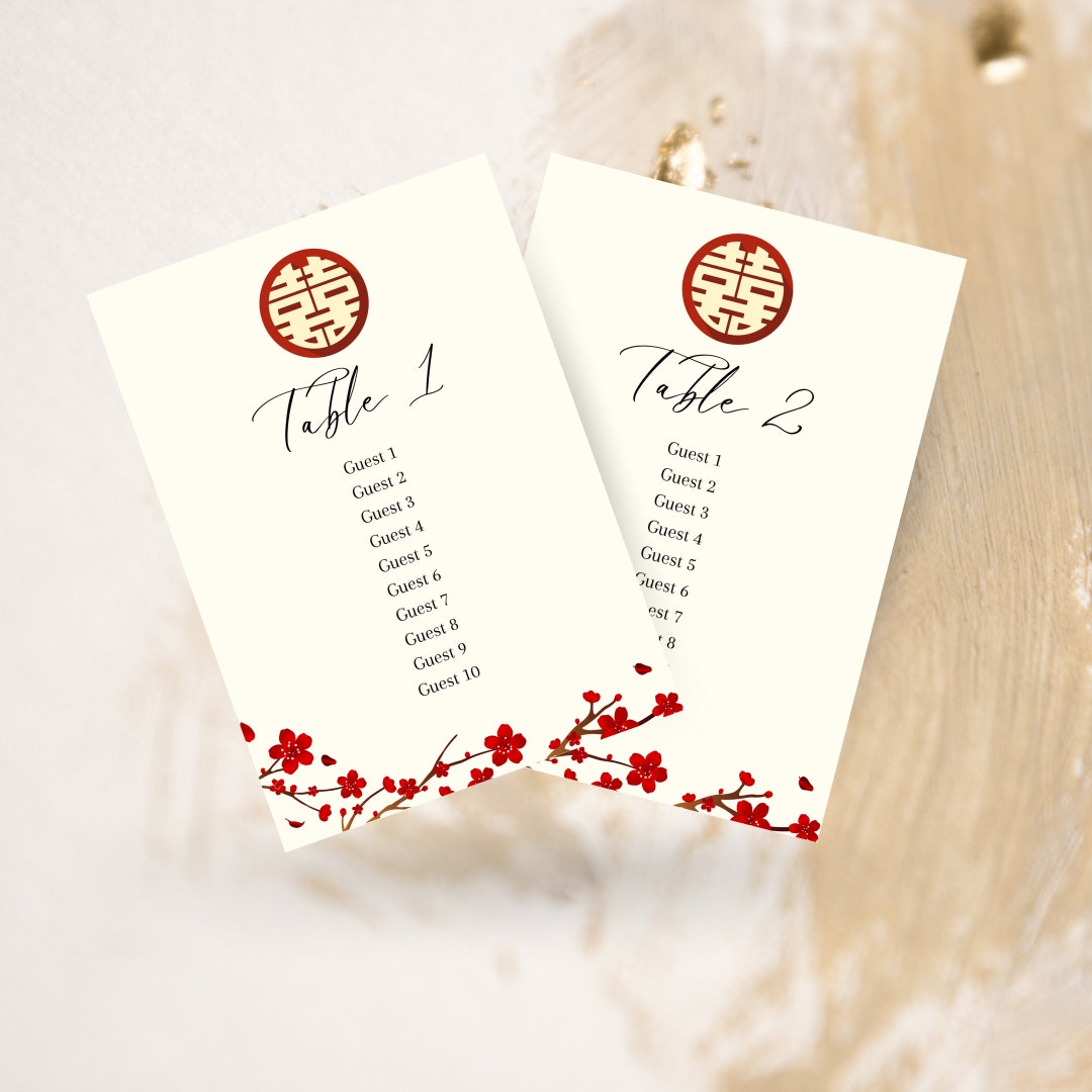 Chinese Wedding Banquet Table Sign Template (customizable) - Etsy