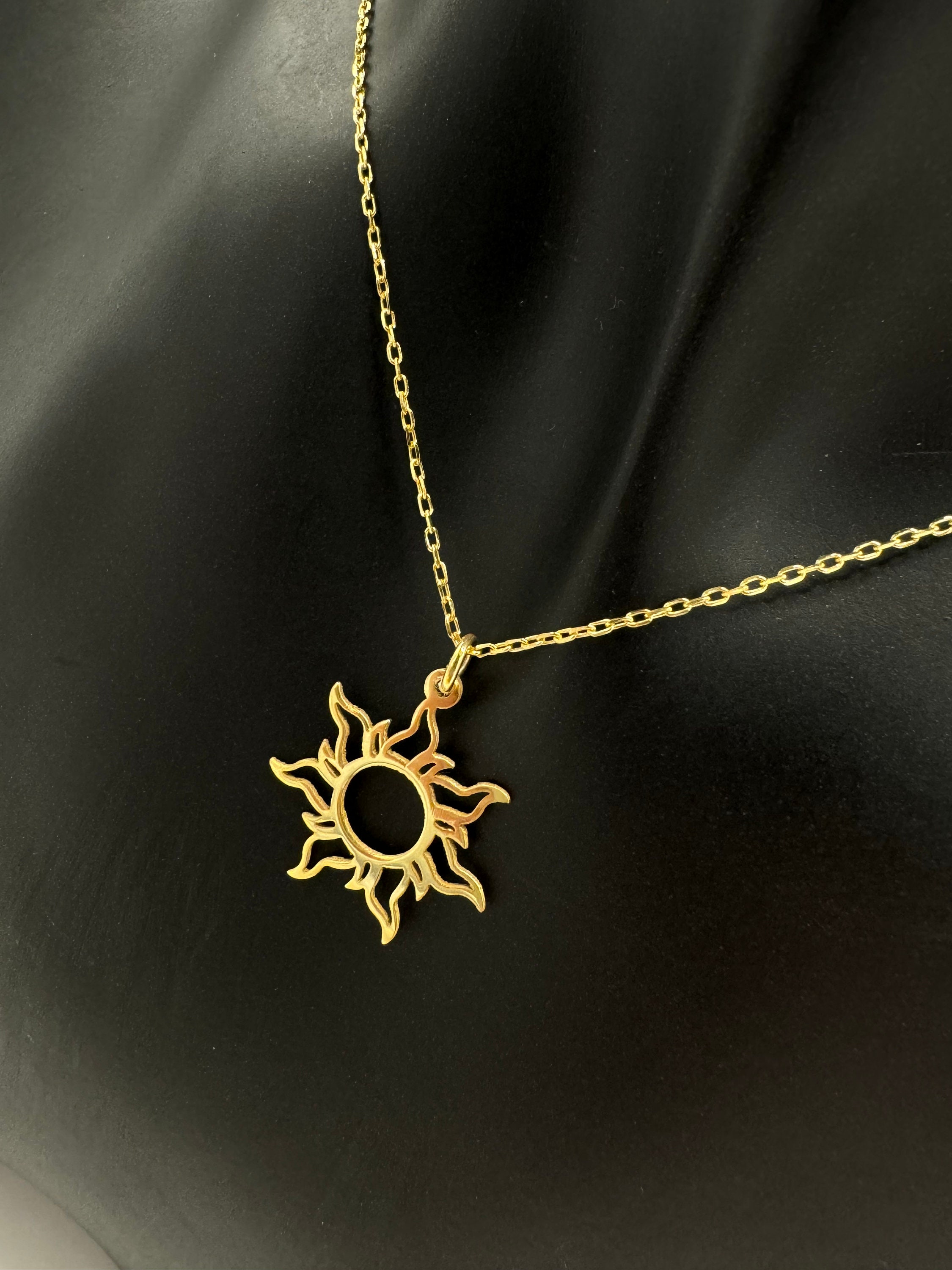Sun Necklace, Sun Solar Design Necklace. Sun Gold Necklace, Sun ...