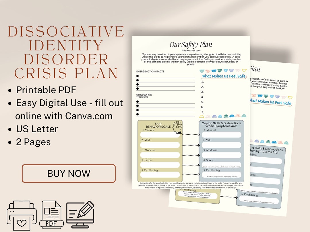 DID Safety Plan | Dissociative Identity Disorder Safety Plan | Crisis ...