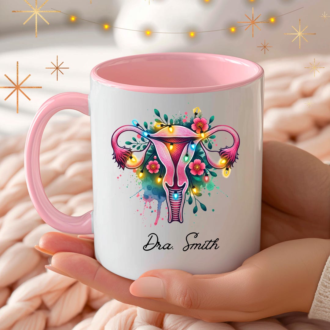 Floral Uterus Coffee Mug Unique Gift for Doctors Merry Obgyn Christmas ...