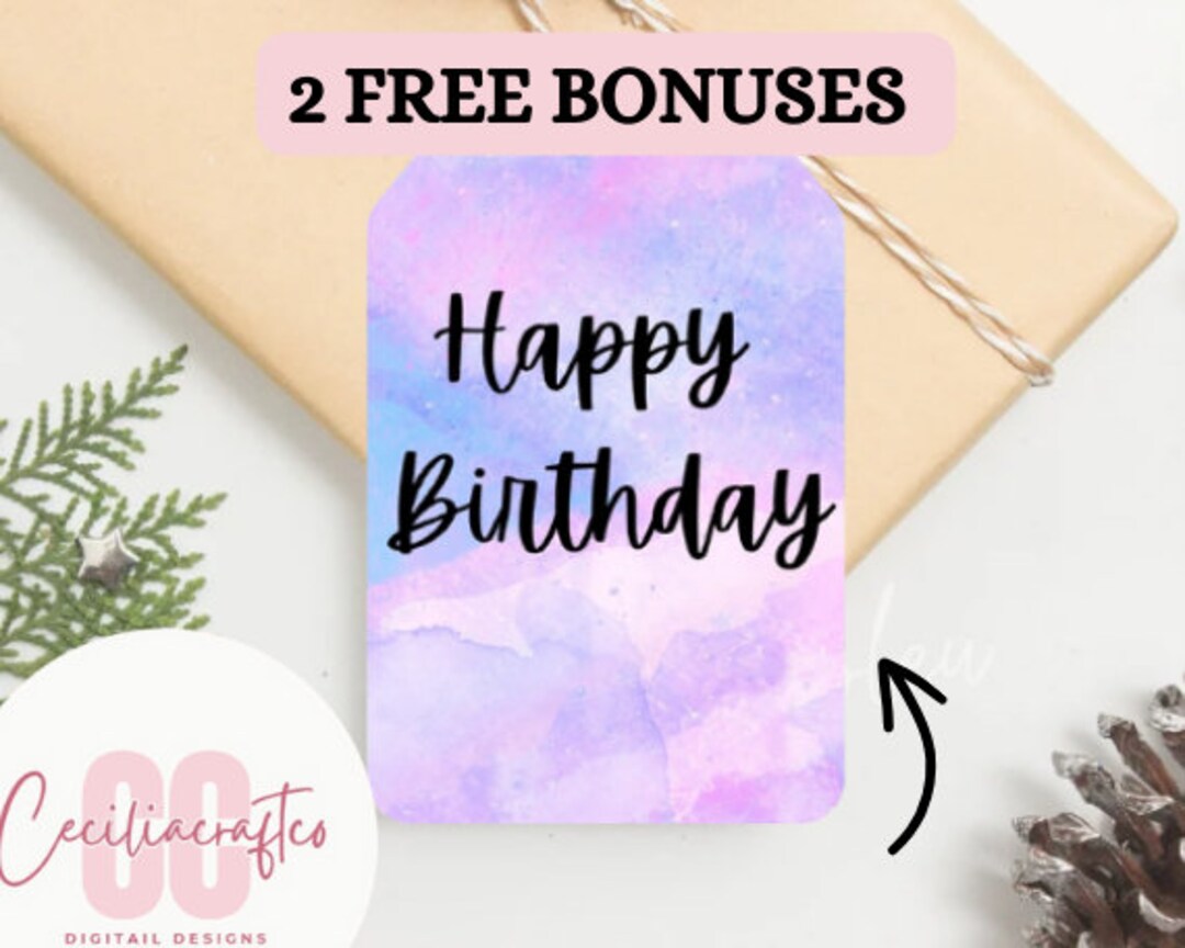 Printable Happy Birthday Tags, Birthday Tags Printable, Rainbow ...