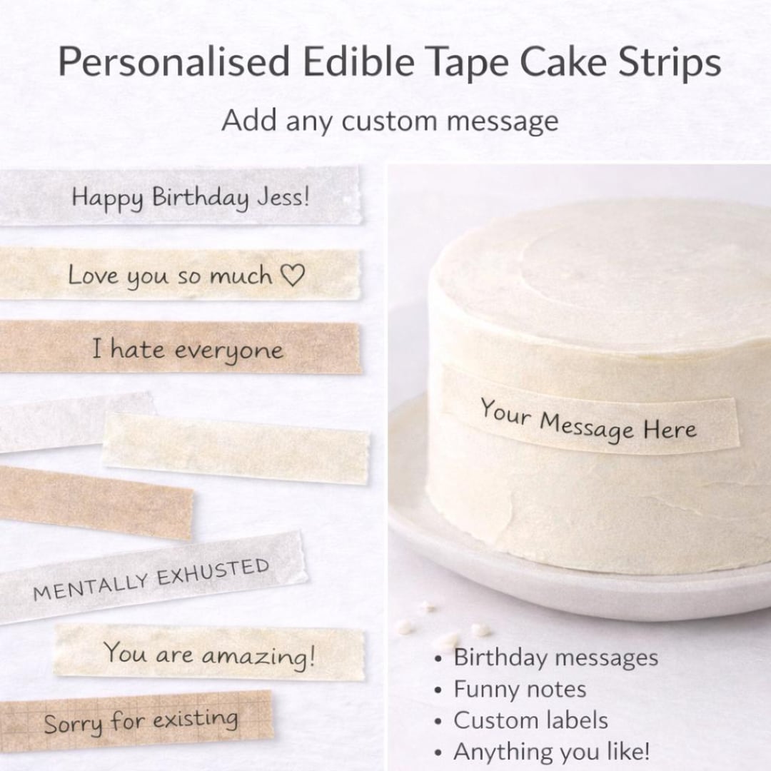 Personalised Edible Tape Cake Strips Custom Message Icing Sheet Trendy ...